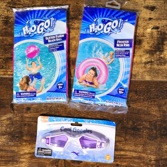 h2o go | Other | Summer Swimming Pool Inflatable Set Of 3 Floatie Ring ...